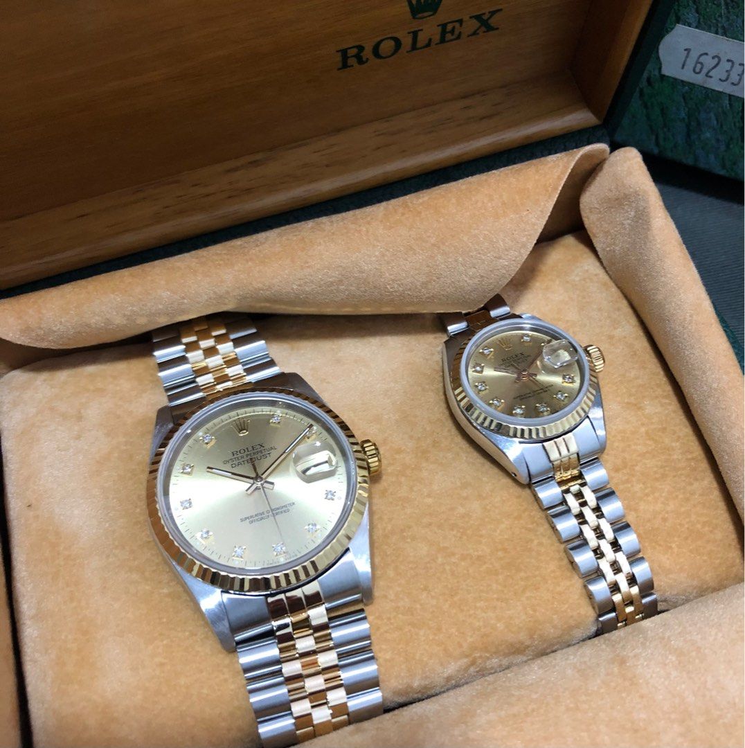 Rolex Diamond Dial Vintage Couple Watch Ref. 16233 Datejust & Ref. 6917 ...
