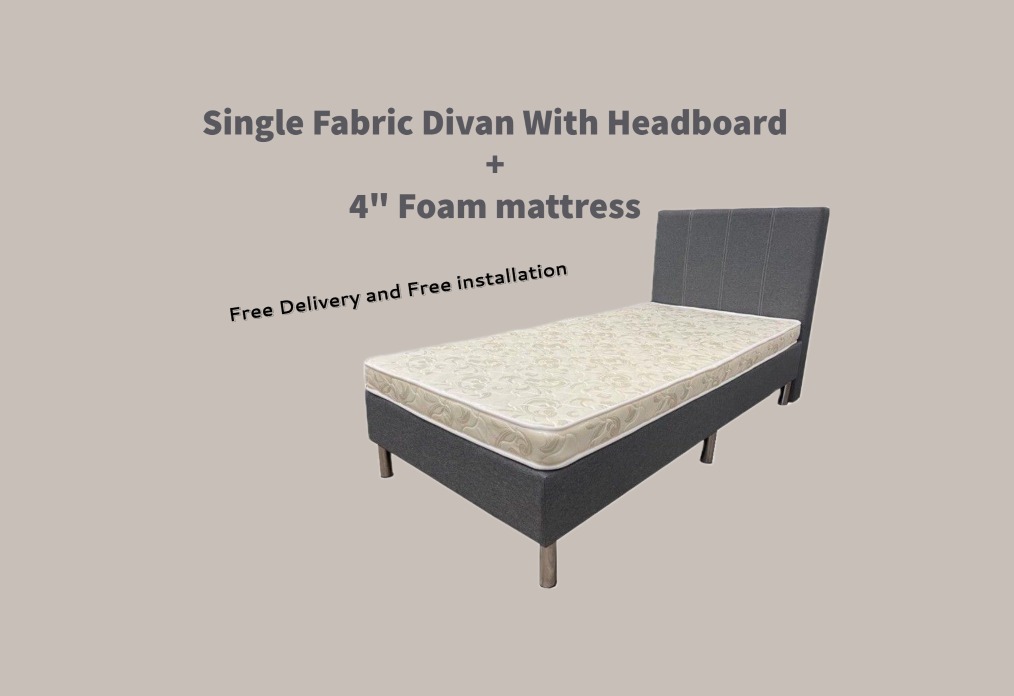 single fabric divan with headboard including mattress . available ...