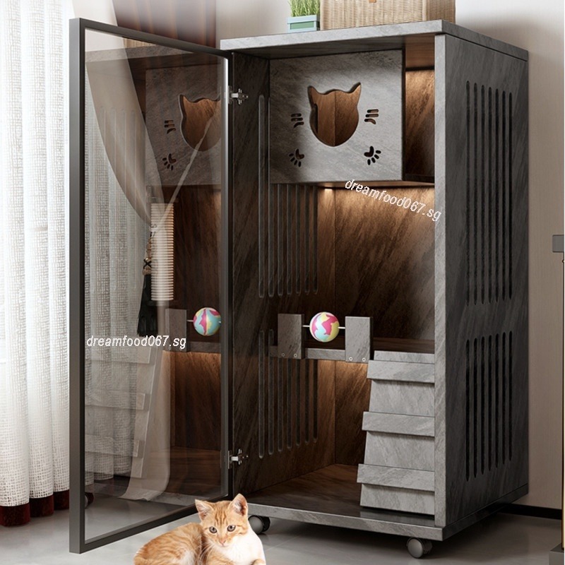 Solid Wood Cat Cage Super Large Space Cat Villa Indoor Cat House Cat