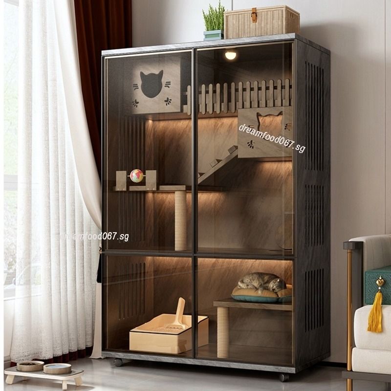 Solid Wood Cat Cage Super Large Space Cat Villa Indoor Cat House Cat