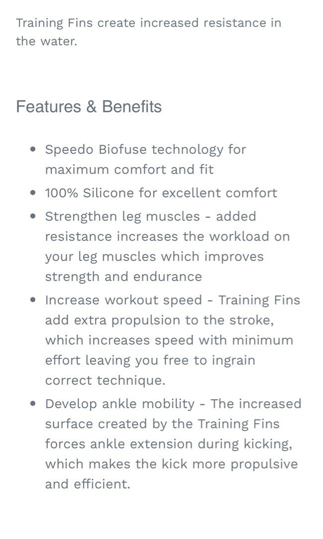 Speedo Biofuse Training Fin, Sports Equipment, Sports & Games, Water ...