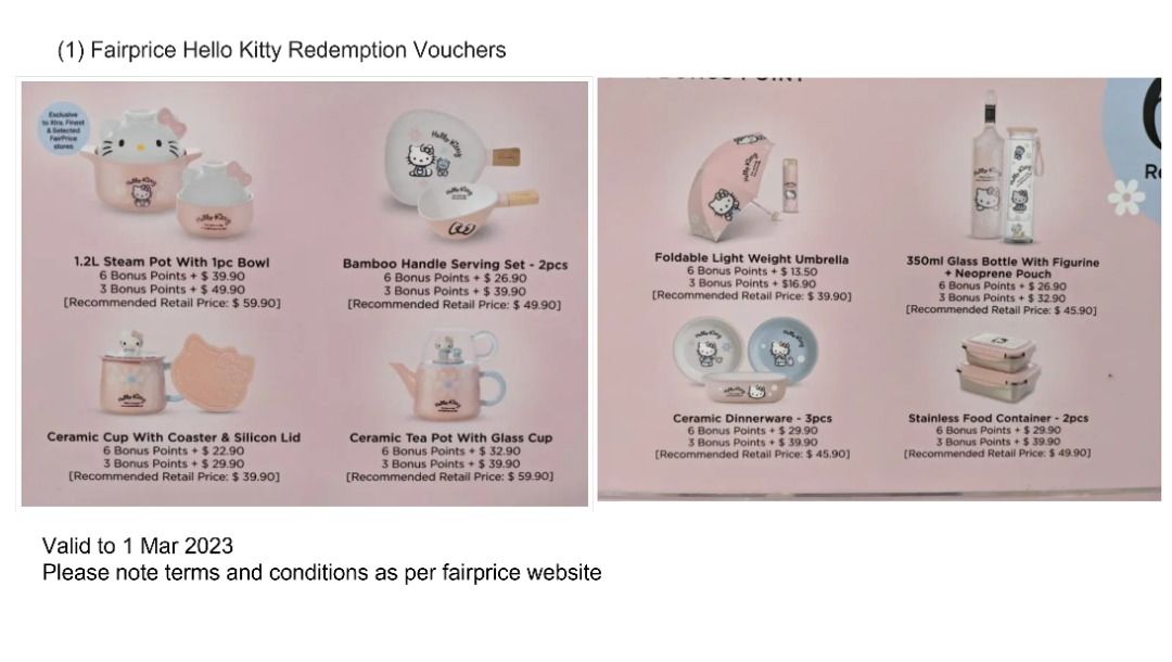 Swensen's Food Voucher for 3 course meal/Fairprice Hello Kitty ...
