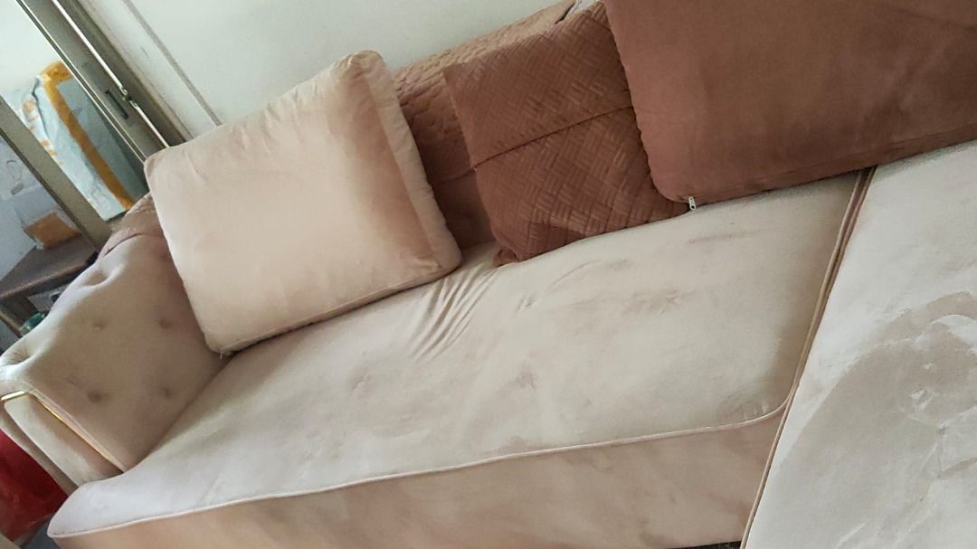 TRUE VELVET! Rare Sweet Skin Color L-Sofa - Brand New Quality, Easy ...