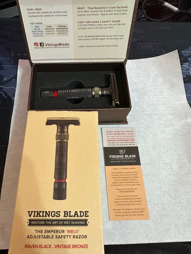 Vikings Blade Safety Razor “The Emperor” MEIJI, Beauty & Personal Care ...