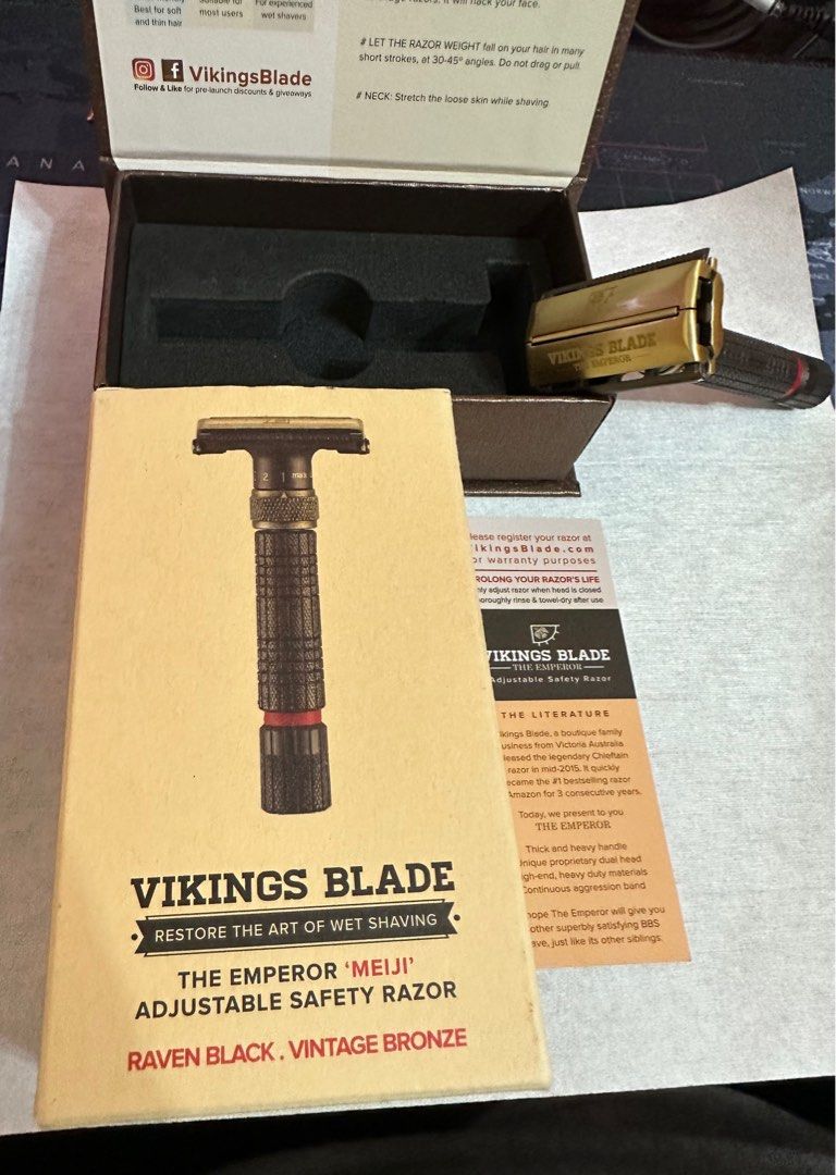 Vikings Blade Safety Razor “The Emperor” MEIJI, Beauty & Personal Care ...