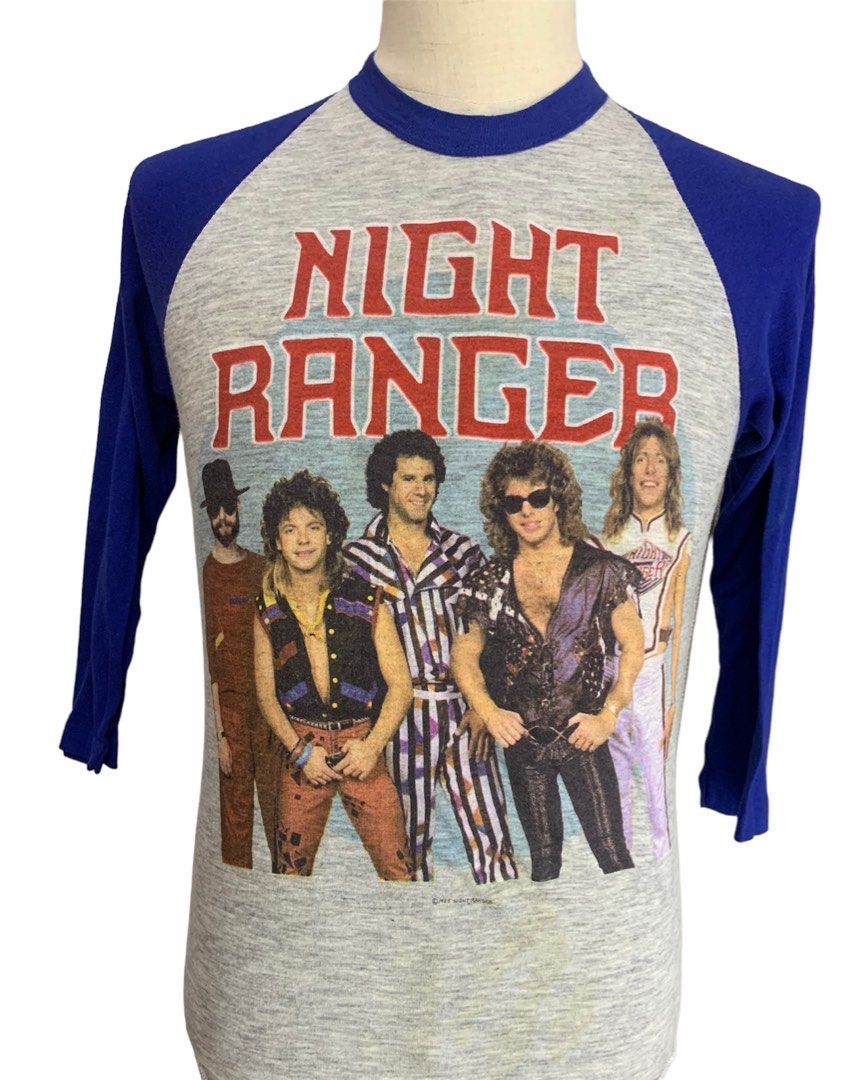 VINTAGE NIGHT RANGER TOUR 85 3Q RAGLAN SHIRT, Men's Fashion, Tops ...