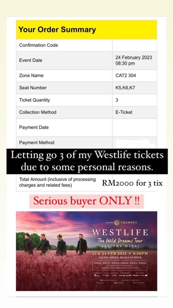 Westlife The Wild Dreams Tour, Tickets & Vouchers, Event Tickets on ...