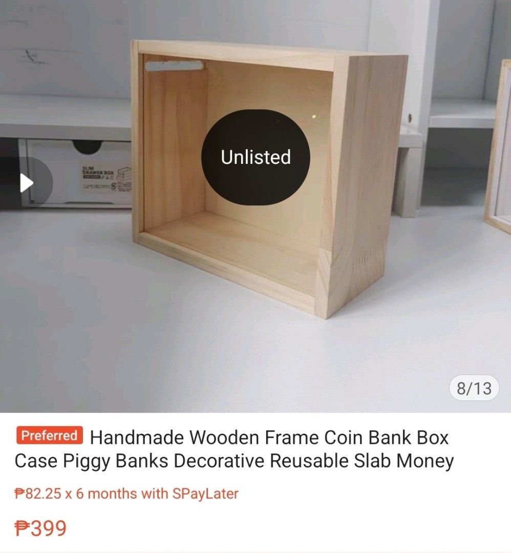 Wooden - Bill Bank Box (for your ipon goals), Furniture & Home Living ...