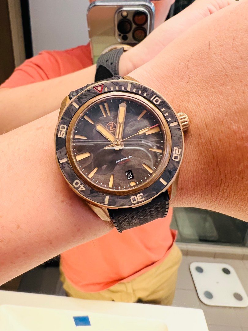 Zelos Bronze Forged Carbon Swordfish Sword fish 40mm NH35 Automatic ...