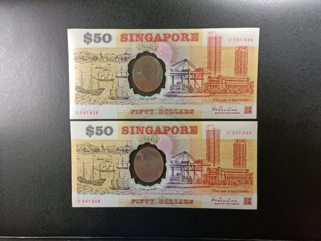 2 Old Singapore $50 Plastic Notes(Prefix G 697628/9), Hobbies & Toys ...