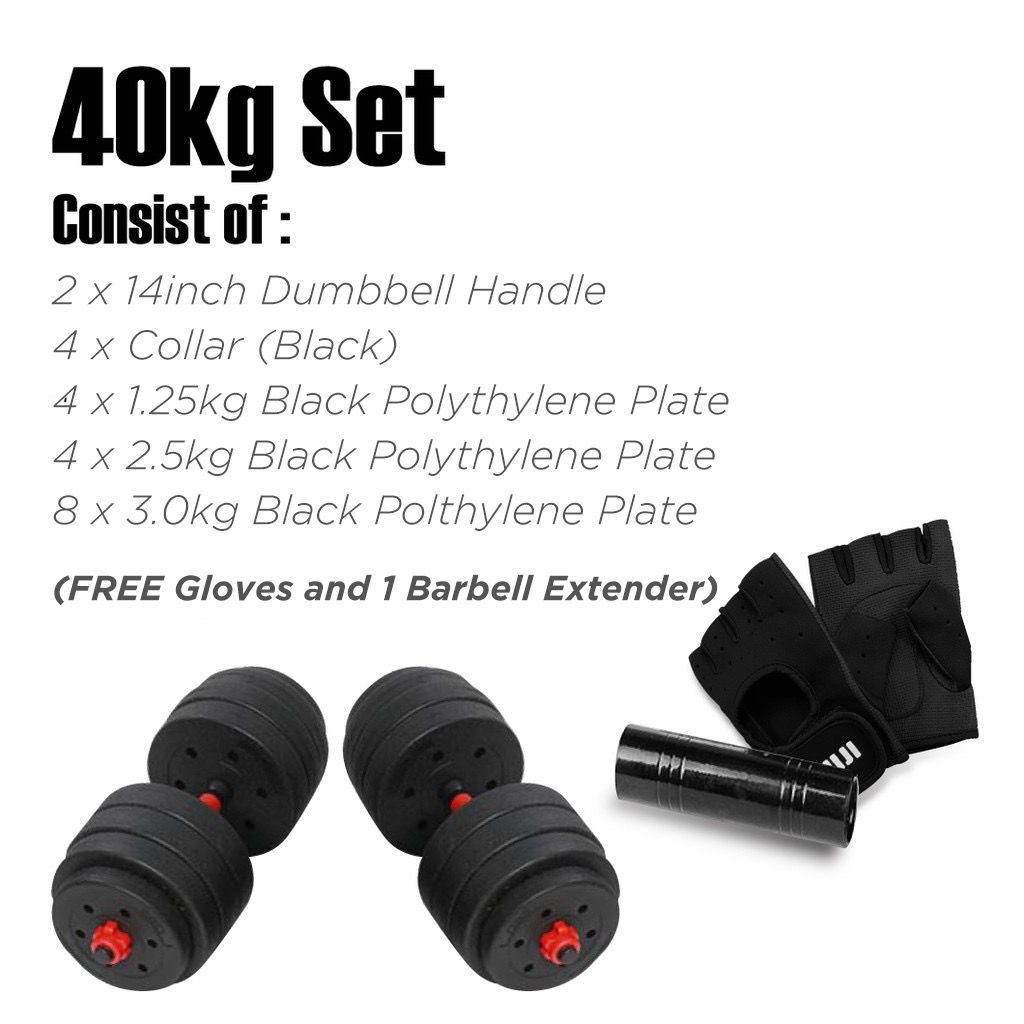 40kg Dumbbell set, Sports Equipment, Exercise & Fitness, Weights ...