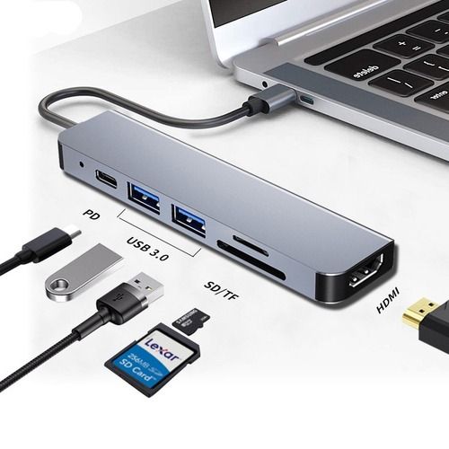 6 in 1 Type C to HDMI Adat USB Multi USB Splitter USB C Hub Converter ...