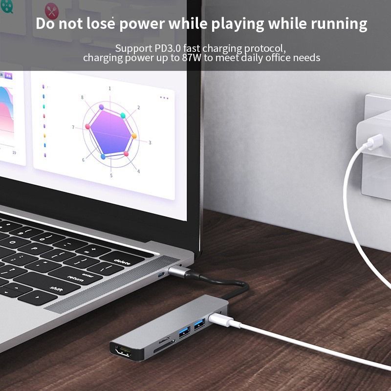 6 in 1 Type C to HDMI Adat USB Multi USB Splitter USB C Hub Converter ...