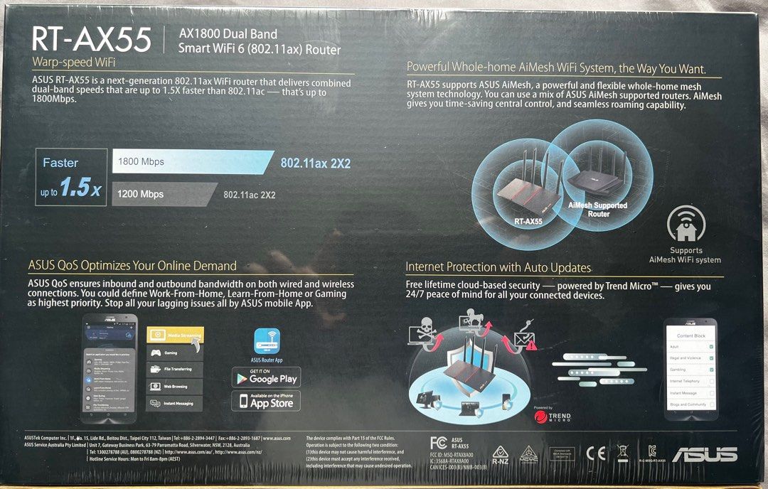 Asus RT-AX55 Dual Band WiFi 6 Router (BNIB), Computers & Tech, Parts ...