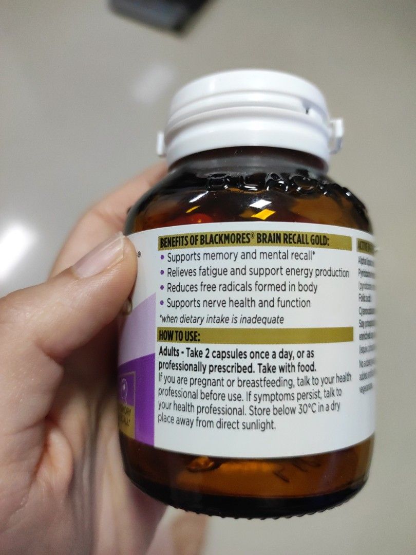 Blackmores brain recall gold 60 capsules, Health & Nutrition, Health ...