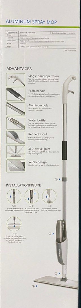 Boomjoy Aluminium spray mop, Furniture & Home Living, Cleaning ...