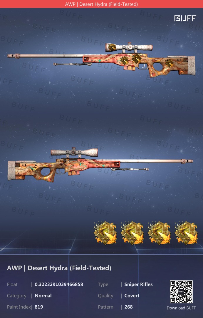 BUFF/5 CSGO AWP Desert Hydra FT, Video Gaming, Gaming Accessories, In ...