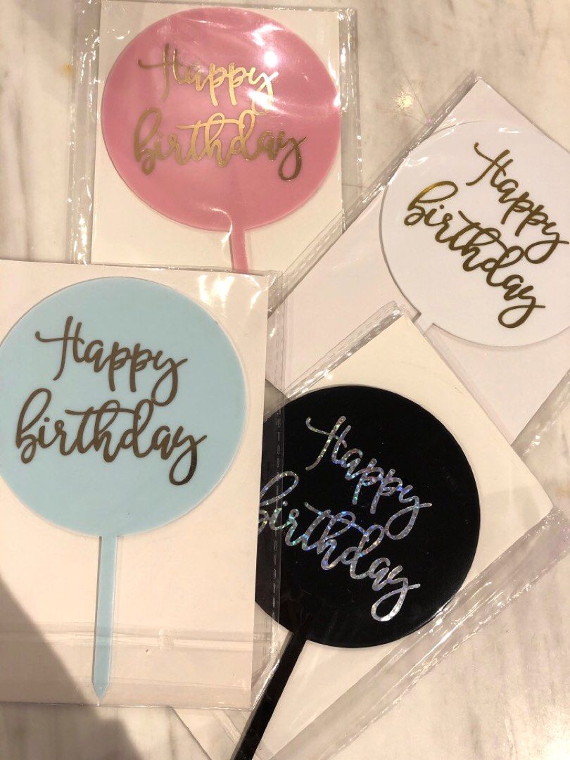 Circle Acrylic Happy Birthday Cake Topper, Hobbies & Toys, Stationery ...