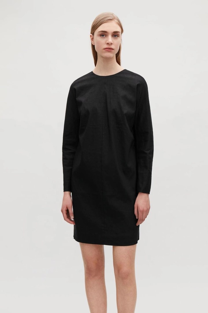 COS Zipped Linen Tunic Dress in Black, Women's Fashion, Dresses & Sets ...