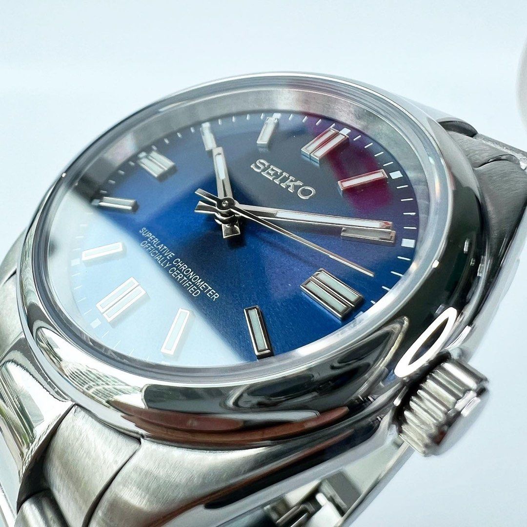 Custom Seiko Mod Sunburst Blue Oyster Perpetual 36mm, Men's Fashion ...