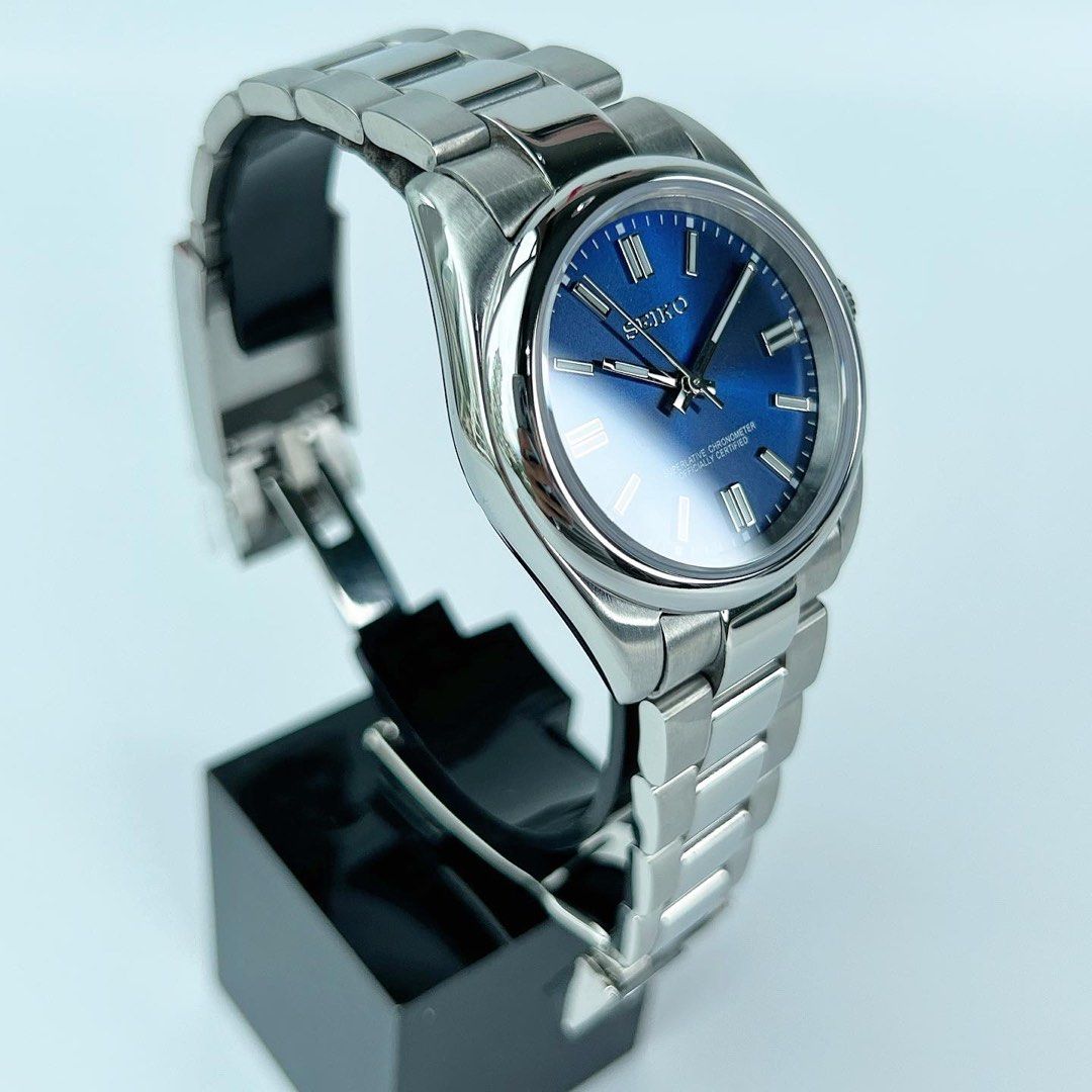 Custom Seiko Mod Sunburst Blue Oyster Perpetual 36mm, Men's Fashion ...