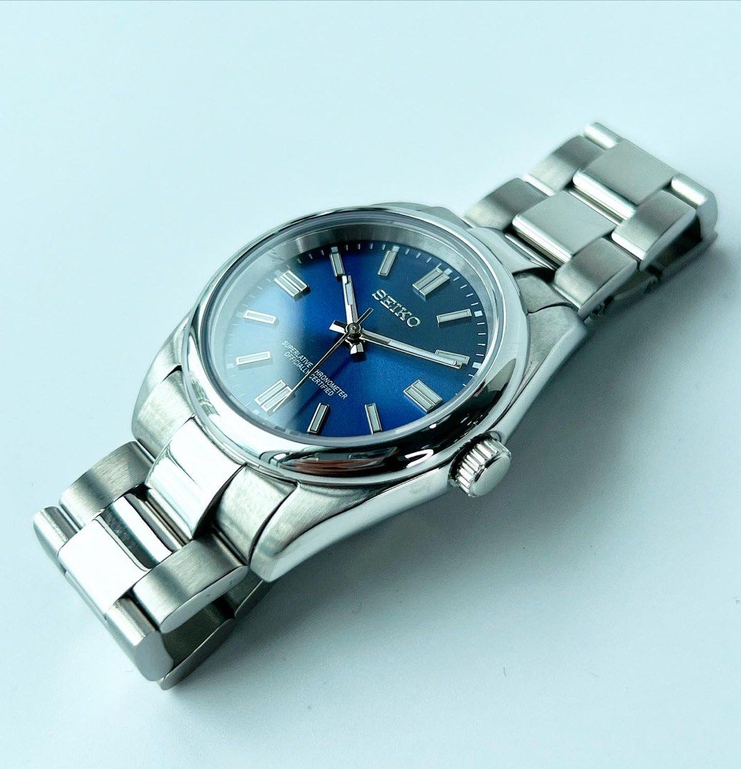 Custom Seiko Mod Sunburst Blue Oyster Perpetual 36mm, Men's Fashion ...