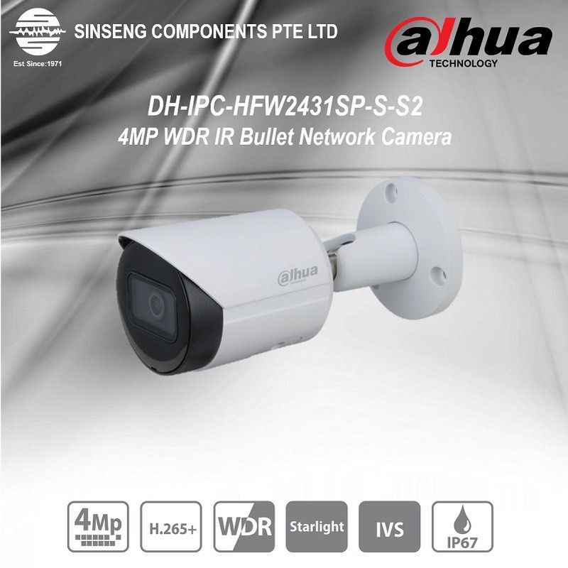 Dahua 4MP IP Camera 2.8mm DH-IPC-HFW2431SP-S-S2 4MP WDR IR Bullet Network Camera, Furniture ...