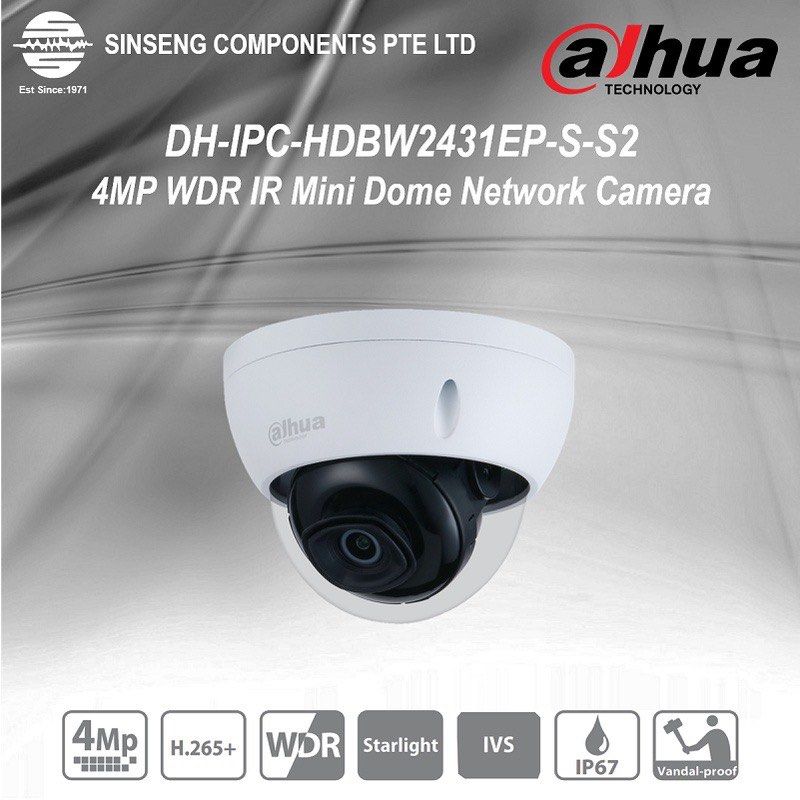 Dahua 4MP IP Camera DH-IPC-HDBW2431EP-S-S2 WDR IR Mini Dome PoE Network CCTV Camera, Furniture ...