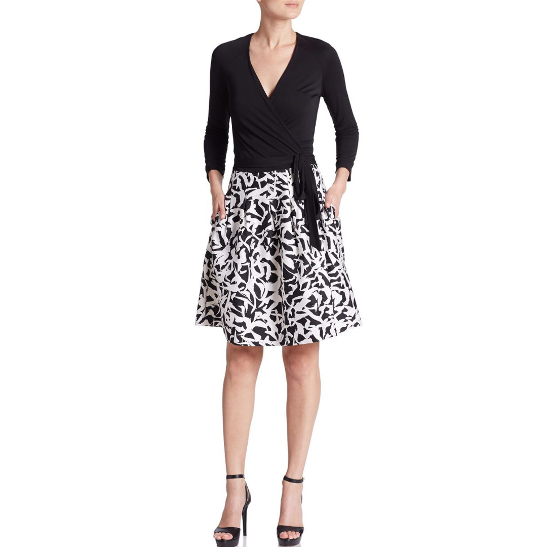 Diane von Furstenberg DVF Black Mix Jewel Wrap Dress, Women's Fashion ...