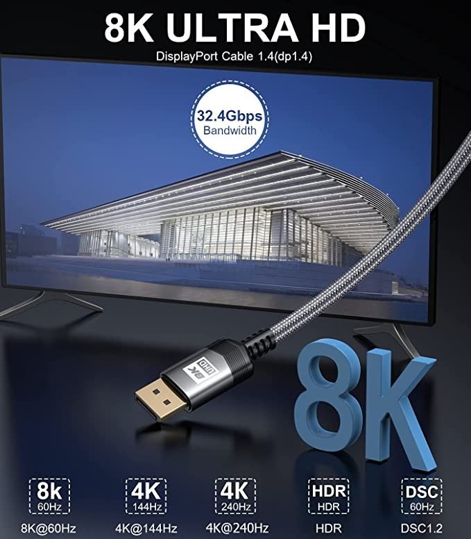 DisplayPort Cable 4K DisplayPort to DisplayPort Cable, DP to DP Cable ...