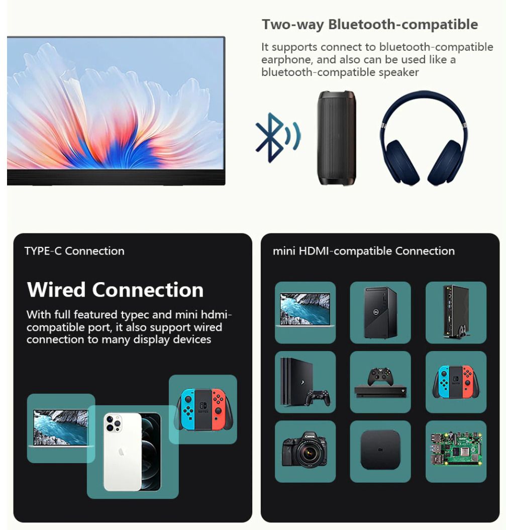 EGOBAS PORTABLE SMART MONITOR 15.6 INCH WIRELESS TOUCHSCREEN WITH BUILT ...