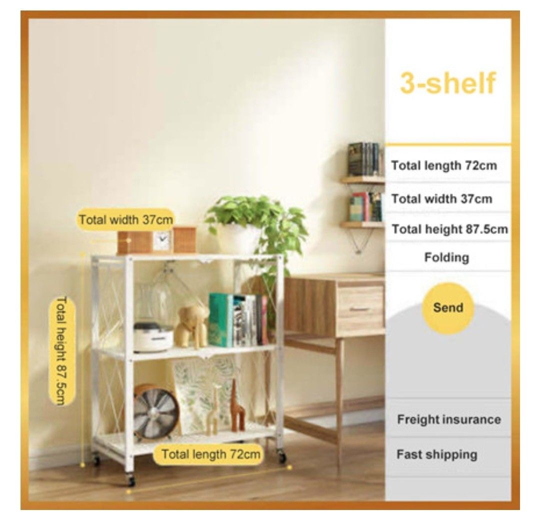 Folding Rack / Storage Rack / Kitchen Rack / Foldable Rack with Wheel ...