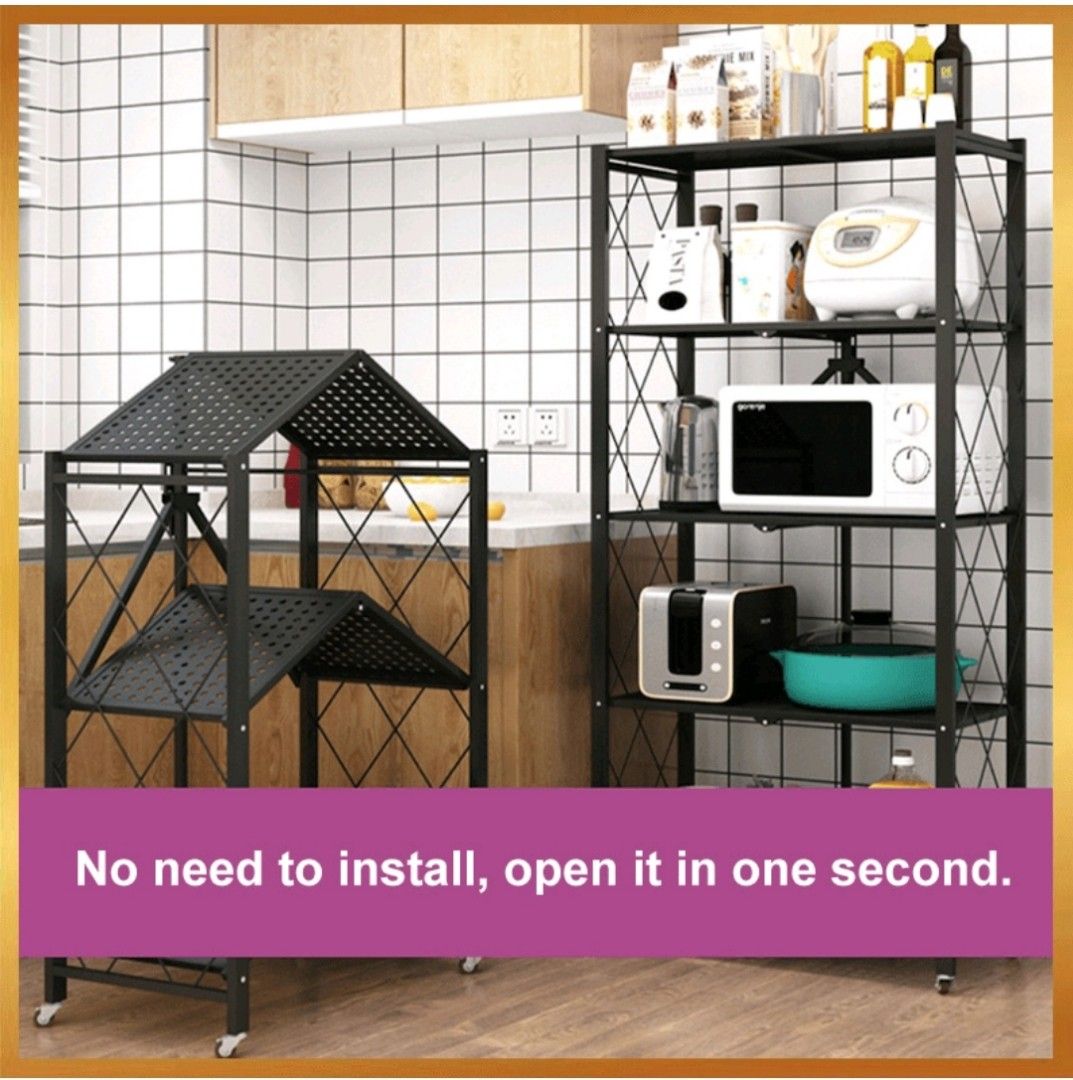 Folding Rack / Storage Rack / Kitchen Rack / Foldable Rack with Wheel ...
