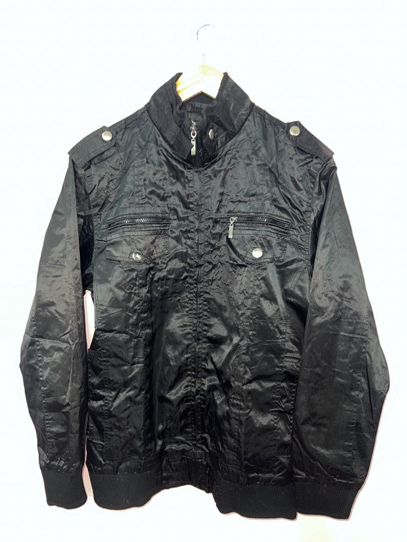 Freego Vintage Black Silky Motorcycle Jacket (Looks like leather from ...