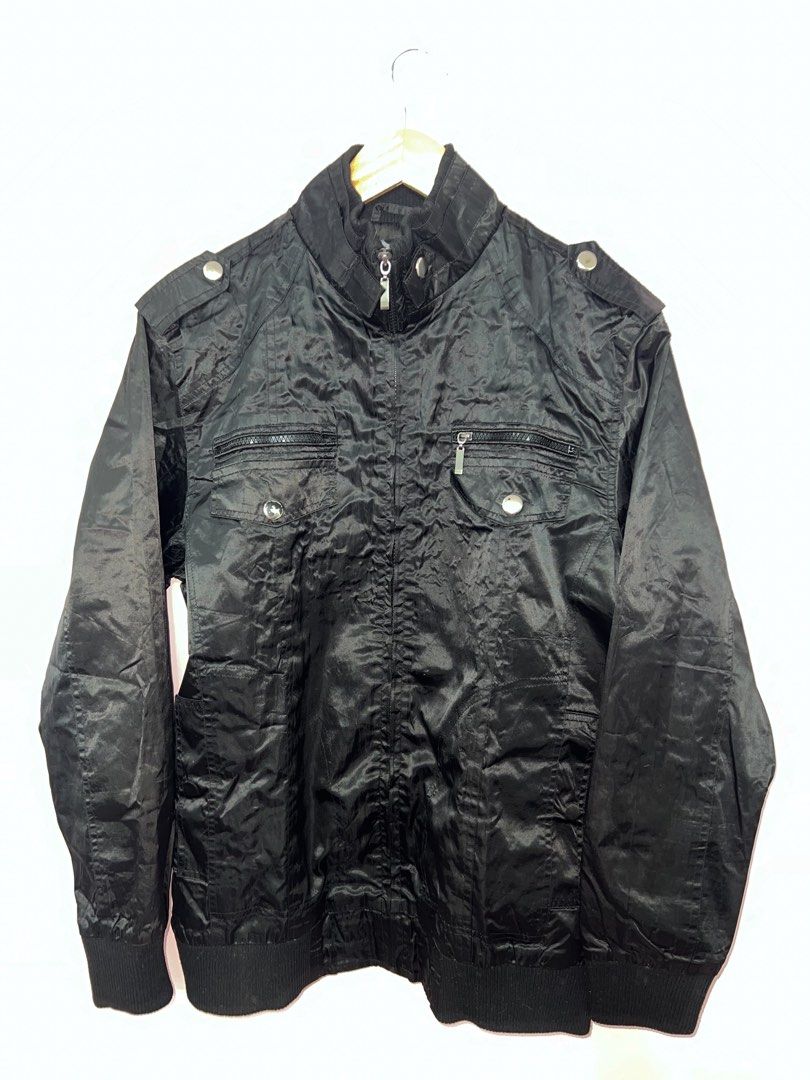 Freego Vintage Black Silky Motorcycle Jacket (Looks like leather from ...