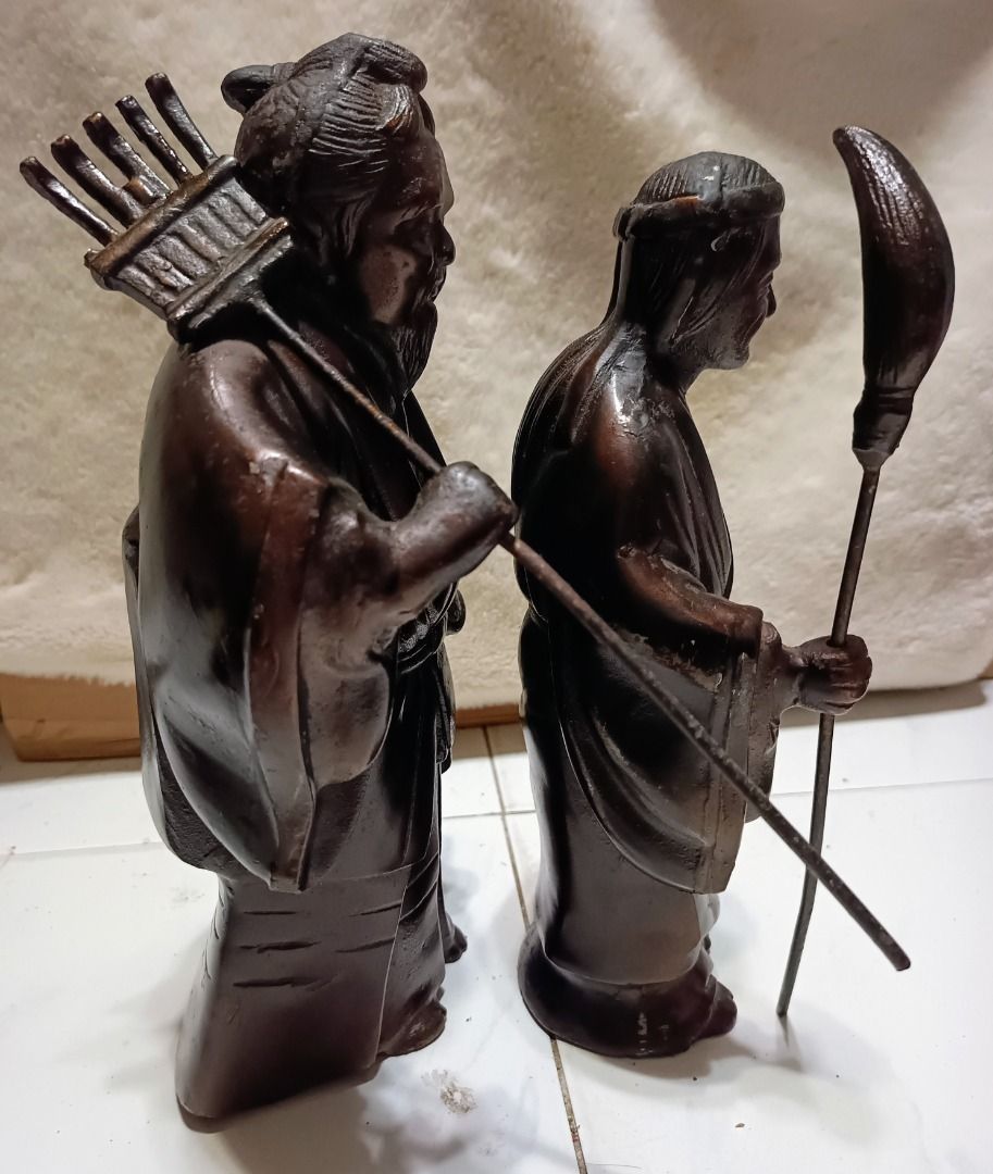 6.9 kg Old Cast Iron Bronze Gilt Old Man Jo Old Woman Uba Takasago ...