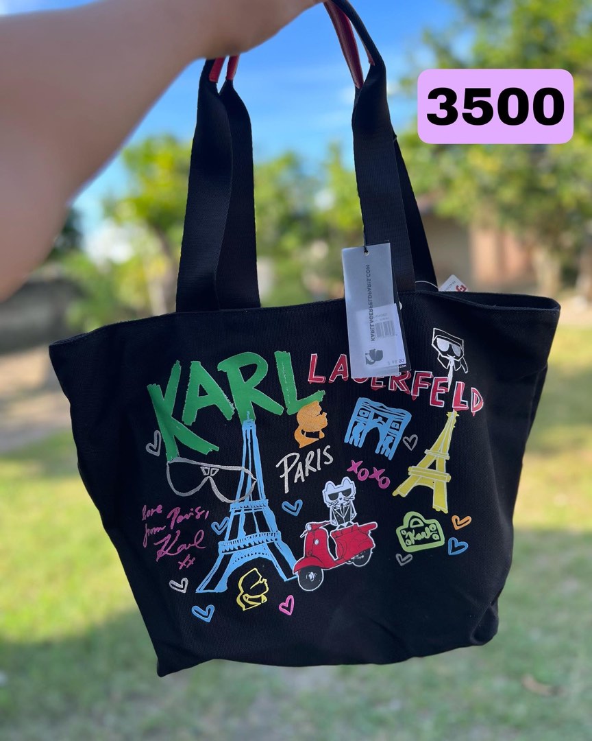 Karl Lagerfeld Kristen Canvas Tote, Women's Fashion, Bags & Wallets ...