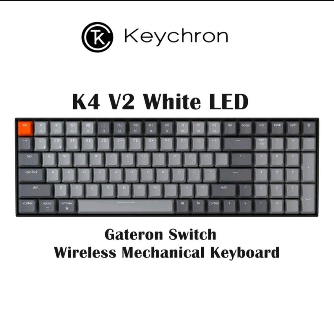 Keychron K4 V2 White LED Backlight Red Gateron Switch Wired USB ...