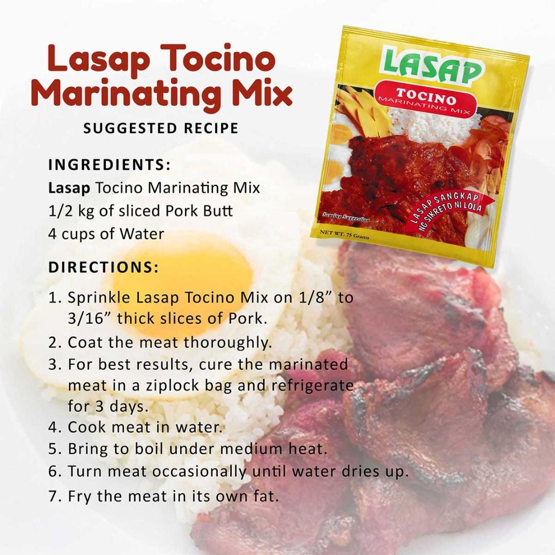 LASAP Tocino Marinating Mix 1kg (Institution), Food & Drinks, Spice ...