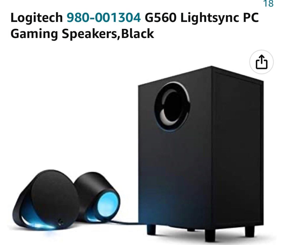 Logitech G560 Lightsync PC Gaming Speakers/Black, Computers & Tech ...