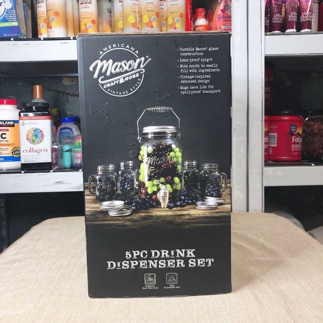 Mason Craft & More 5-Piece Drink Dispenser Set, Furniture & Home Living ... Mason Craft & More 5-Piece Drink Dispenser Set, Furniture & Home Living ...