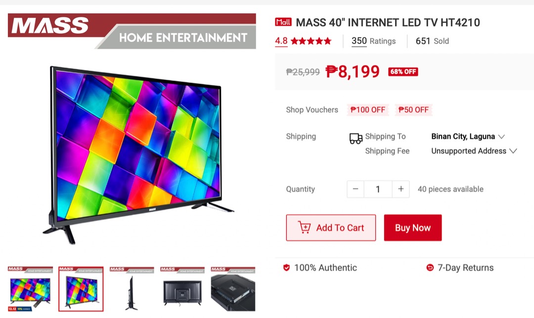 Mass 40" Smart LED TV, TV & Home Appliances, TV & Entertainment, TV on ...