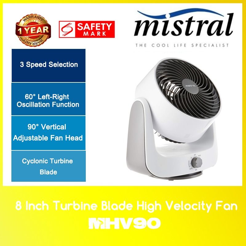 Mistral MHV90 8 Inch Turbine Blade High Velocity Fan WITH 1 YEAR ...