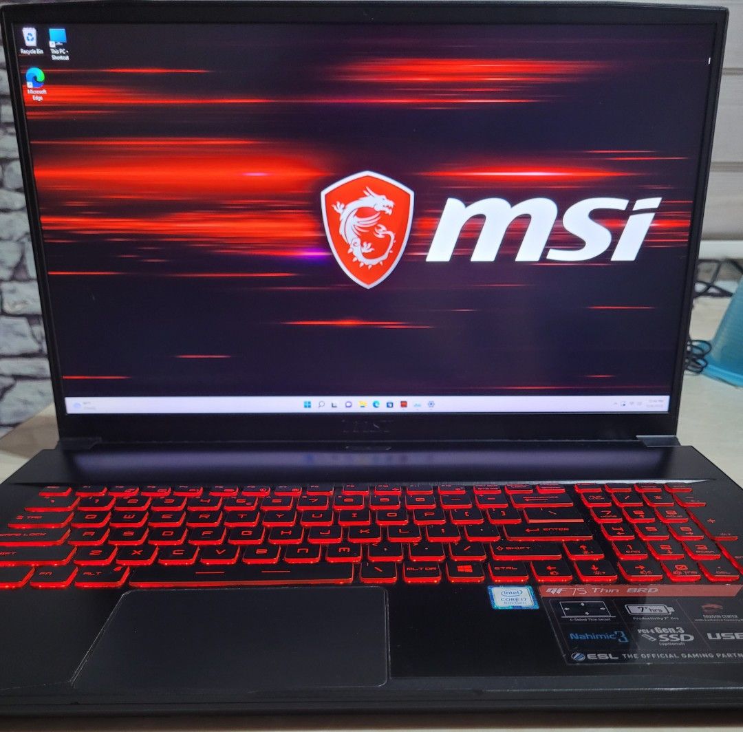 MSI Thin Gaming laptop Core i7 8th gen, 6cores 12cpus, GTX 1050 Ti w ...