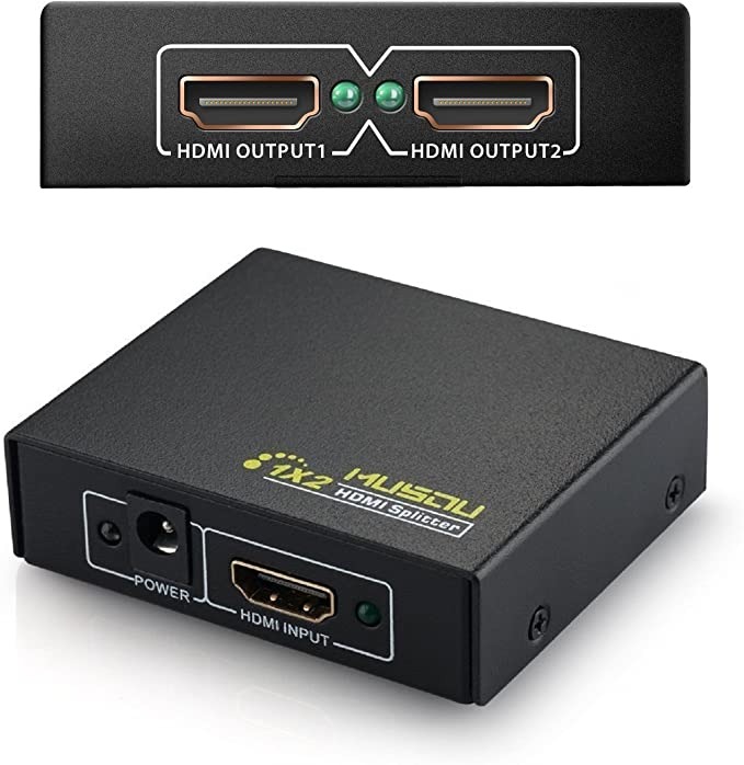 Musou HDMI Splitter, 1 In 2 Out, 2-Port Signal Amplifier 2 Way Switch ...