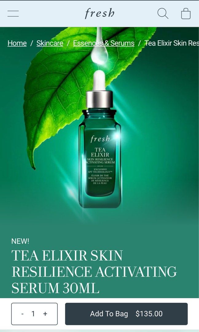 [New Release] Fresh Tea Elixir Skin Resilience Activating Serum 7ml ...
