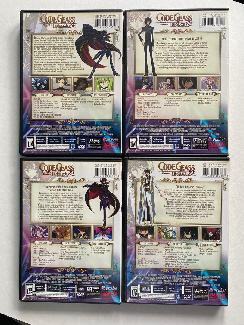 Original Anime DVD : Code Geass R2, Hobbies & Toys, Music & Media, CDs ...