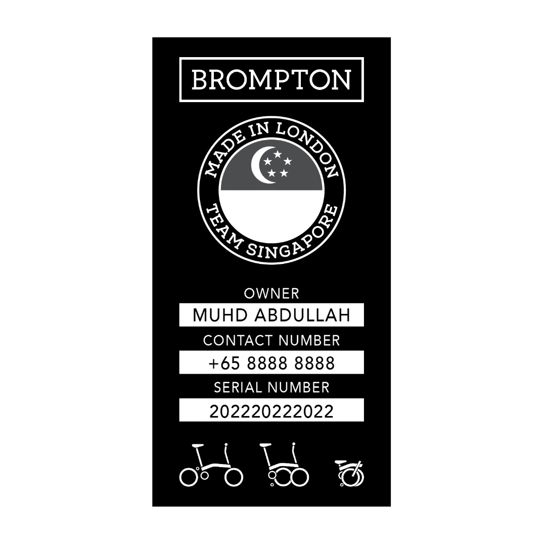Personalised / Custom Waterproof Sticker for Brompton bike owners in ...