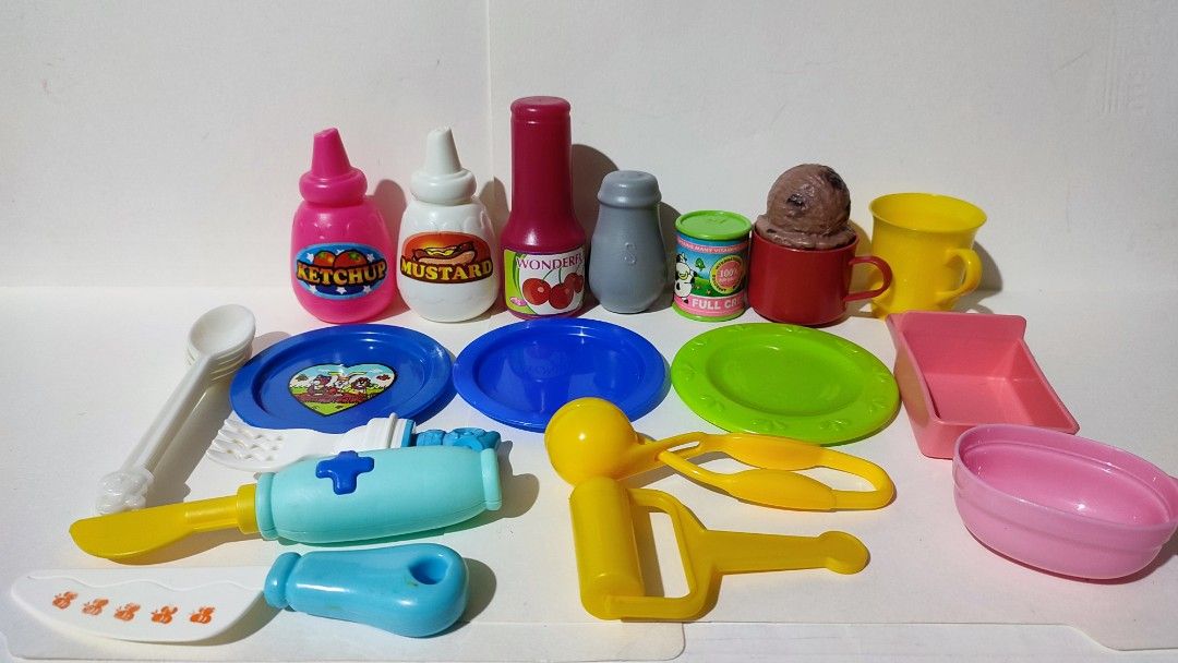 Plastic Food, Condiments & Utensils Toy Set 2, Hobbies & Toys, Toys ...