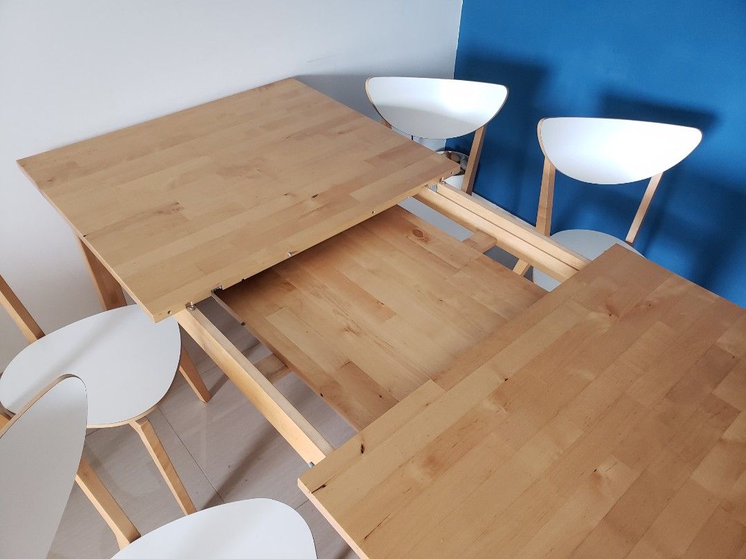 Pre-Loved Extendable Dining Table Set (155 x 90cm), Furniture & Home ...